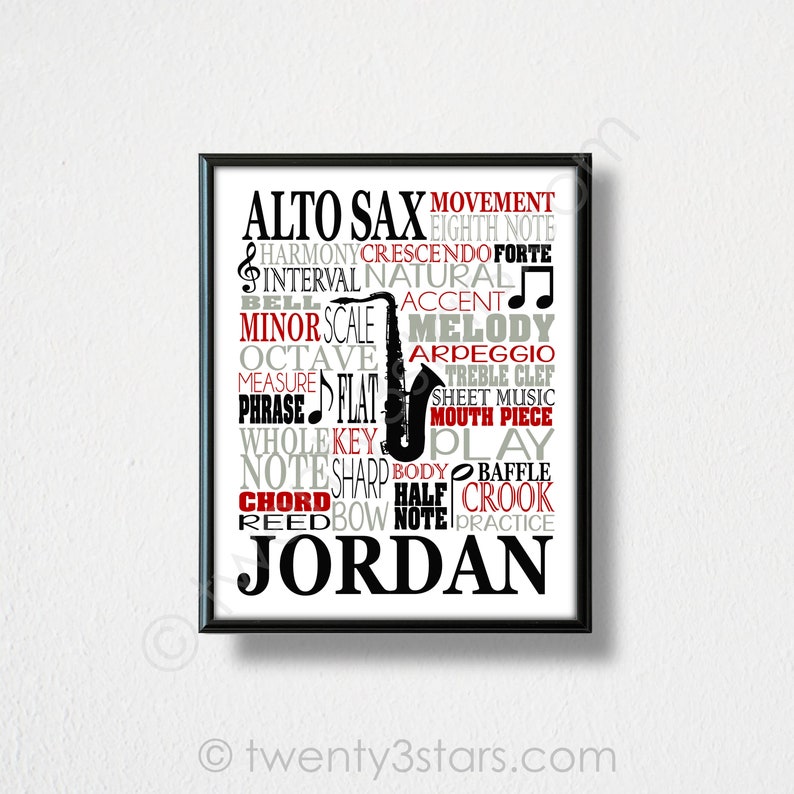 Saxophone Typography Poster Gift for Saxophone Player - Etsy