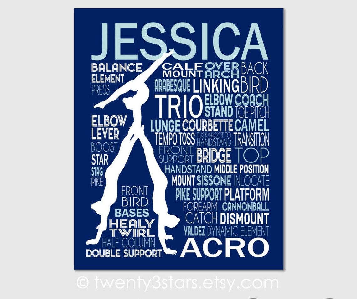 Acro Trio Poster Acro Trio Art Acro Gymnastics Gift Gift | Etsy UK