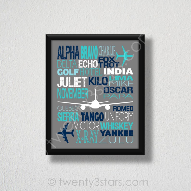 Phonetic Alphabet Poster Airplane Nursery Art Airplane Wall - Etsy