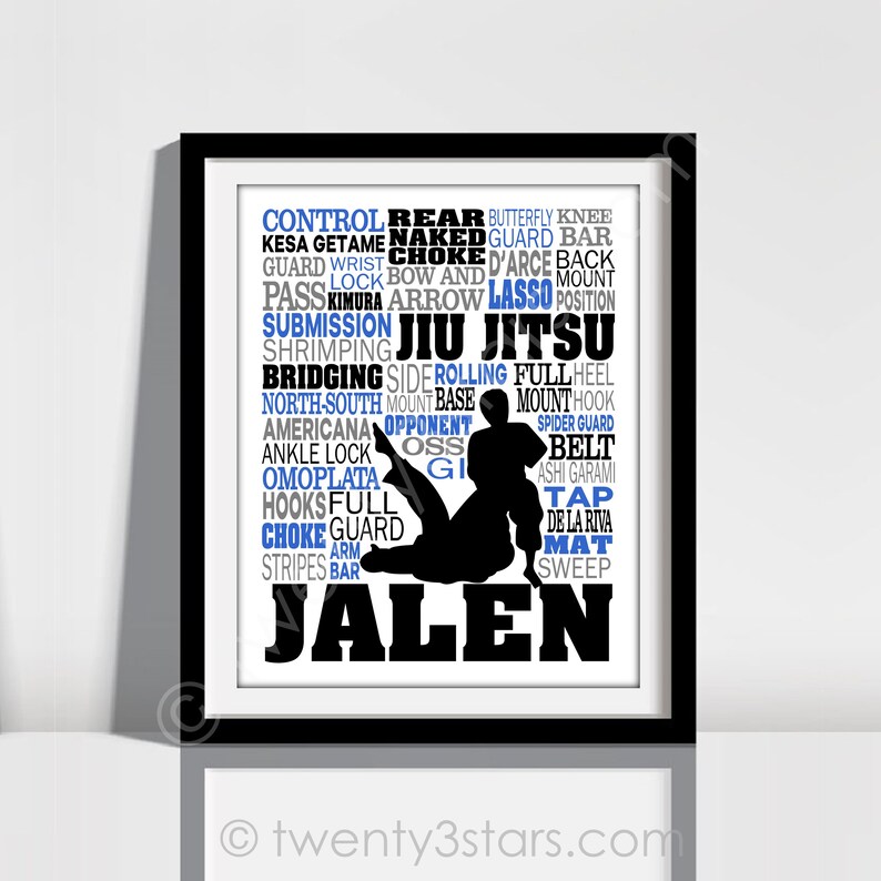 Jiu Jitsu Word Art Jiu Jitsu Gift Gift for Martial Artist | Etsy