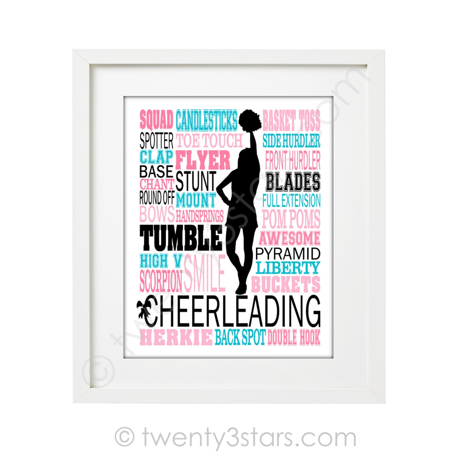 Cheer Stunt Team Word Art Cheer Squad Art Pompon Gift for | Etsy