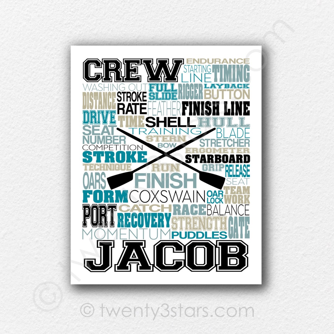Crew Word Art Poster, Rowing Team Gift, Crew Team Gift, Rowing Name ...