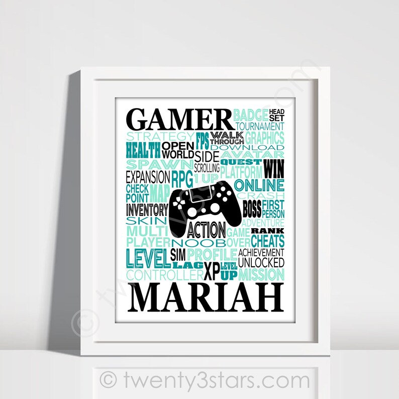 Gamer Typography Poster Gamer Wall Art Gaming Poster Gamer - Etsy