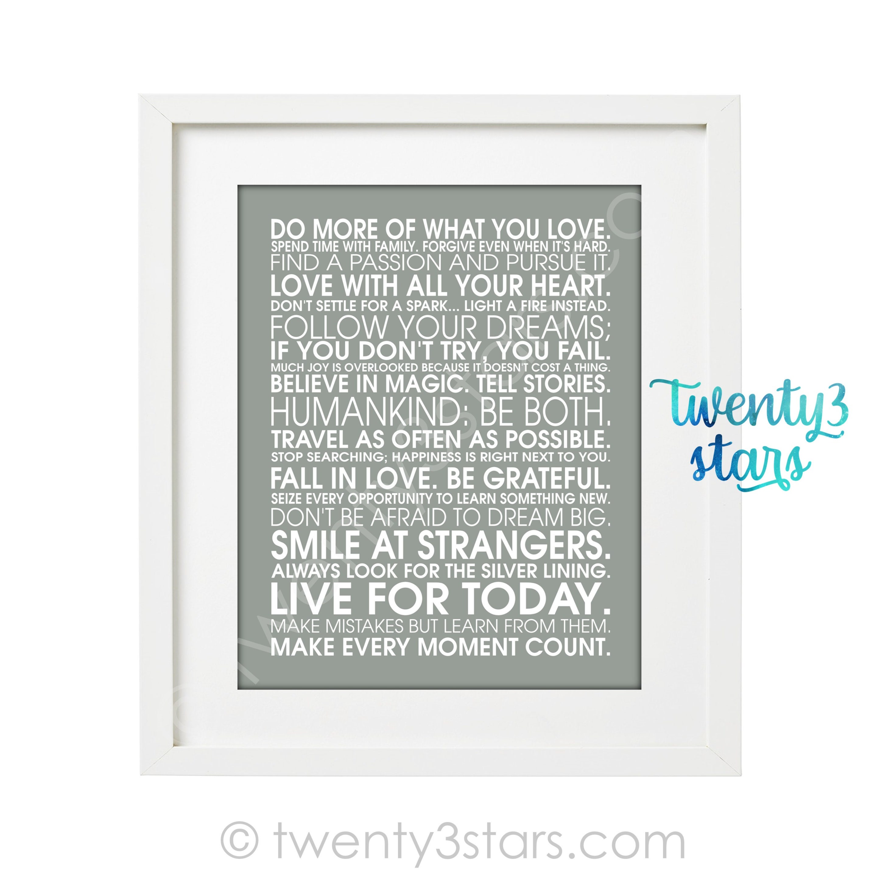 Words to Live By Art Motivational Quotes Motto Wall Art | Etsy