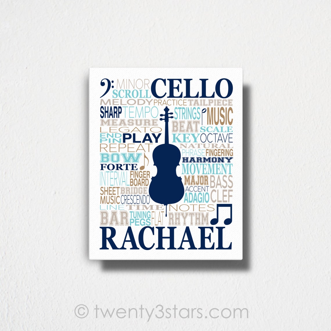 Cello Wall Art Print: Custom Colors and Name - Orchestra Theme - Etsy