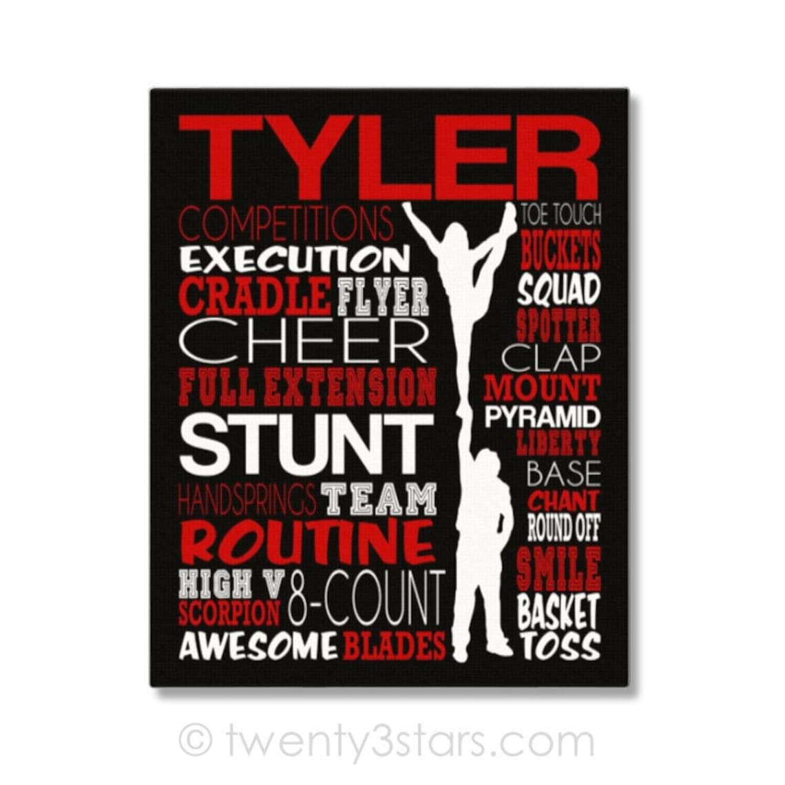 Cheerleading Stunt Team Art Cheer Typography Poster | Etsy