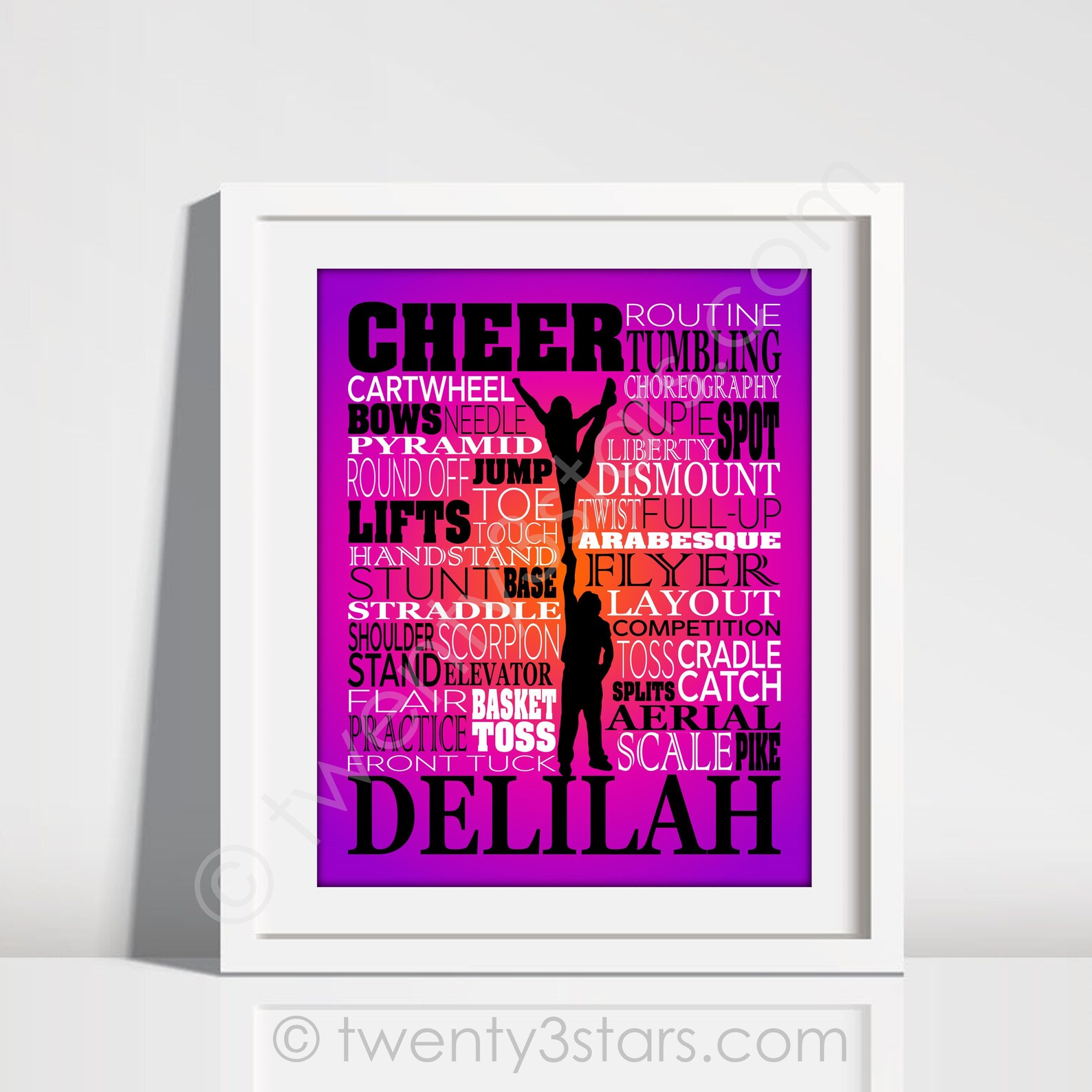 Cheerleading Stunt Team Art Cheer Typography Poster - Etsy