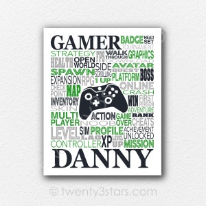 Gamer Typography Poster, Gamer Wall Art, Gaming Poster, Gamer Gift ...