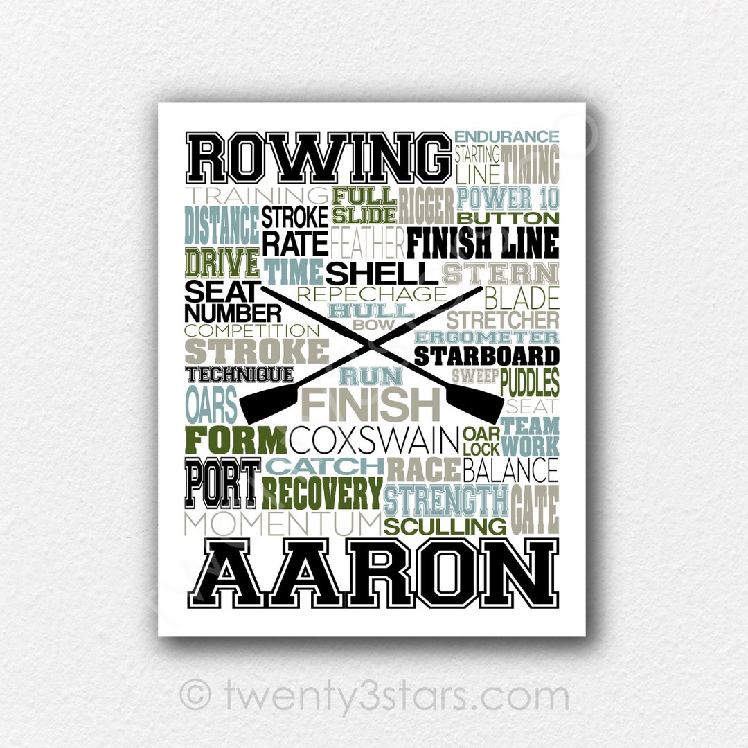 Rowing Word Art Poster, Crew Team Gift, Customized Row Coach Name ...