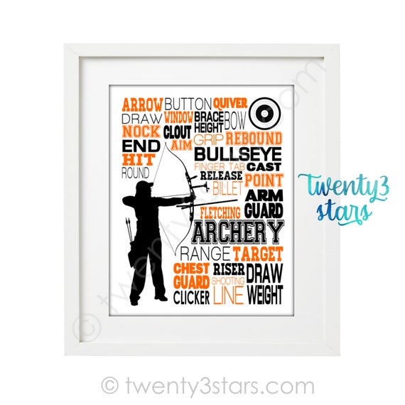 Archery Word Art Poster Gift for Archer Archery Art Print | Etsy