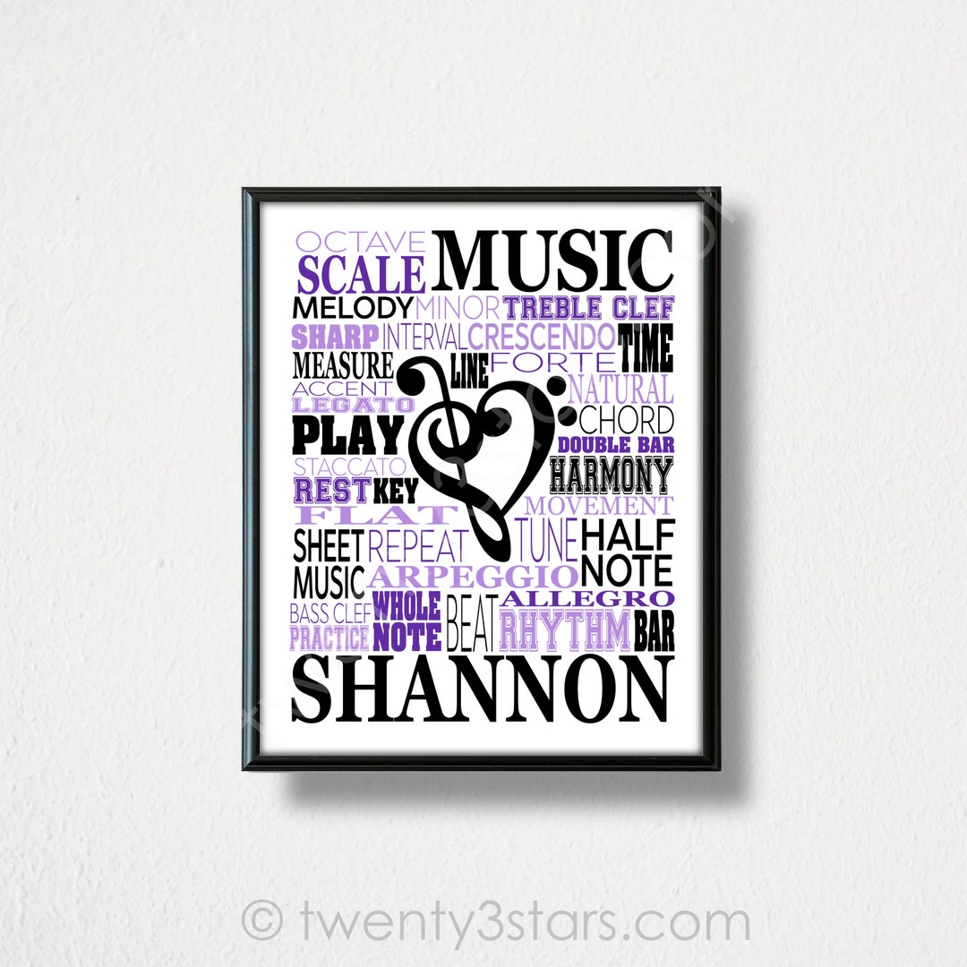 Custom Music Words Art Music Notes Art Music Lover Gift - Etsy