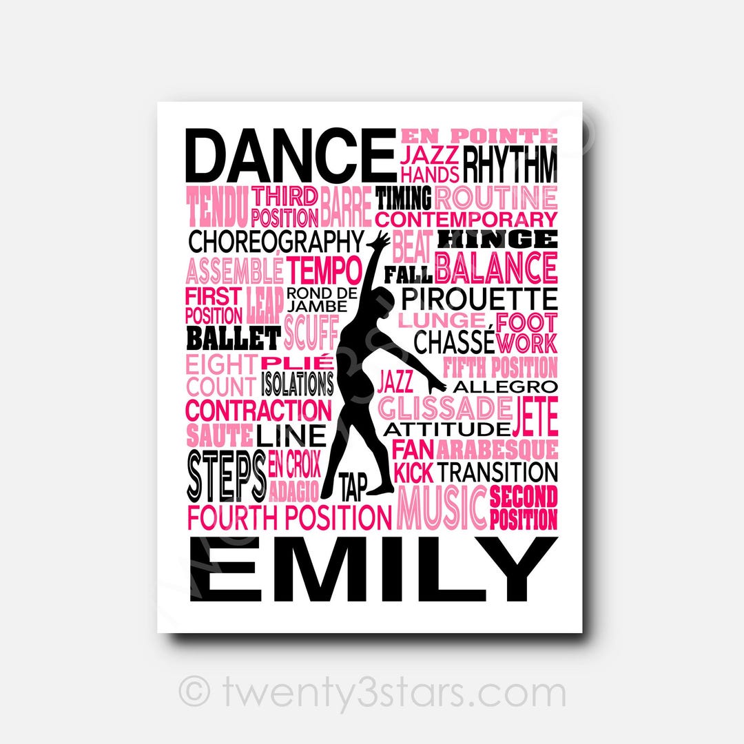 Custom Dance Typography Poster: Dancer Gift, Team Art - Etsy