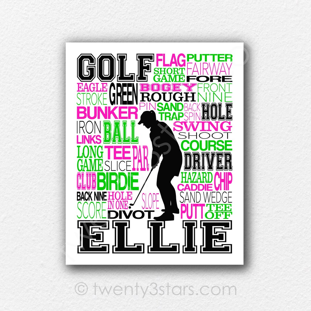Women's Golf Poster Girl's Golf Art Gift for Golfer Golf Team Gift Girl ...