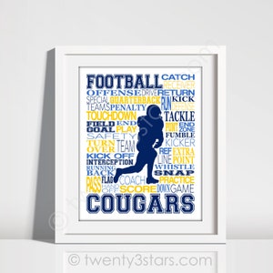 Football Running Back Art, Football Typography Poster, Football Team ...