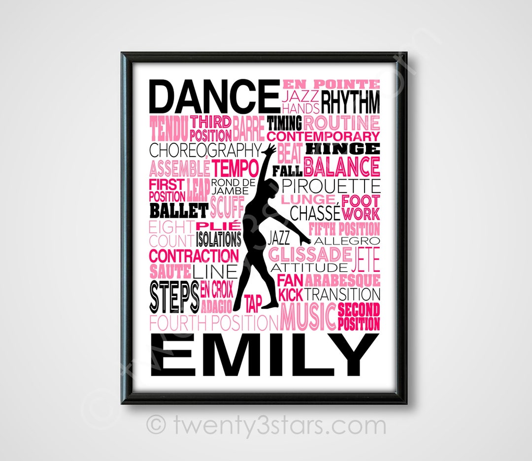 Dance Typography Poster Gift for Dancer Dance Team Art - Etsy