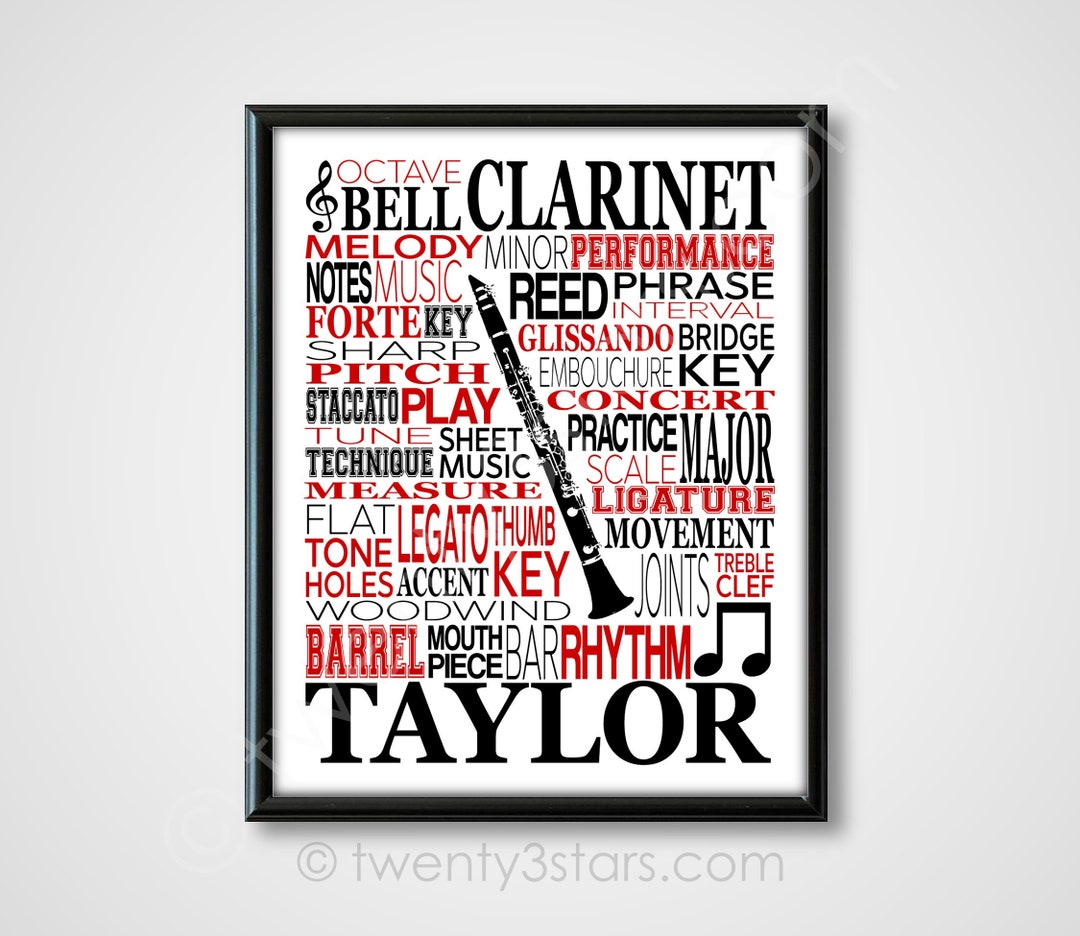 Clarinet Gift Clarinet Word Art Clarinetist Poster Clarinet - Etsy