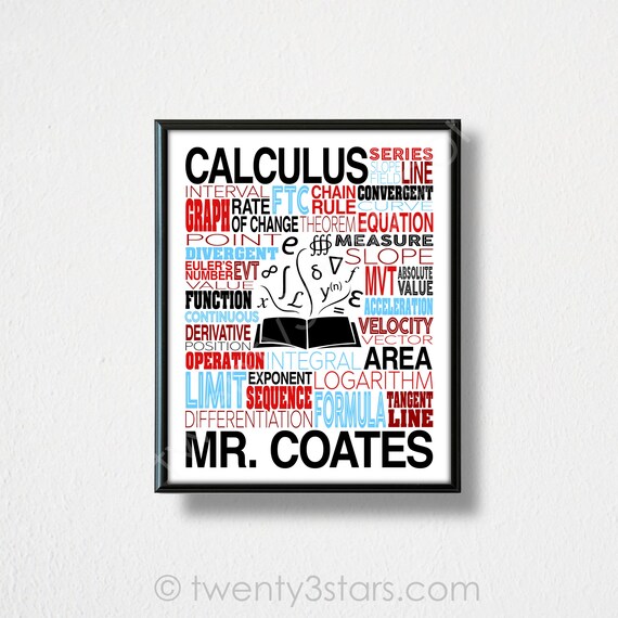 Calculus Teacher Poster Calculus Gift Gift for Math Teacher - Etsy