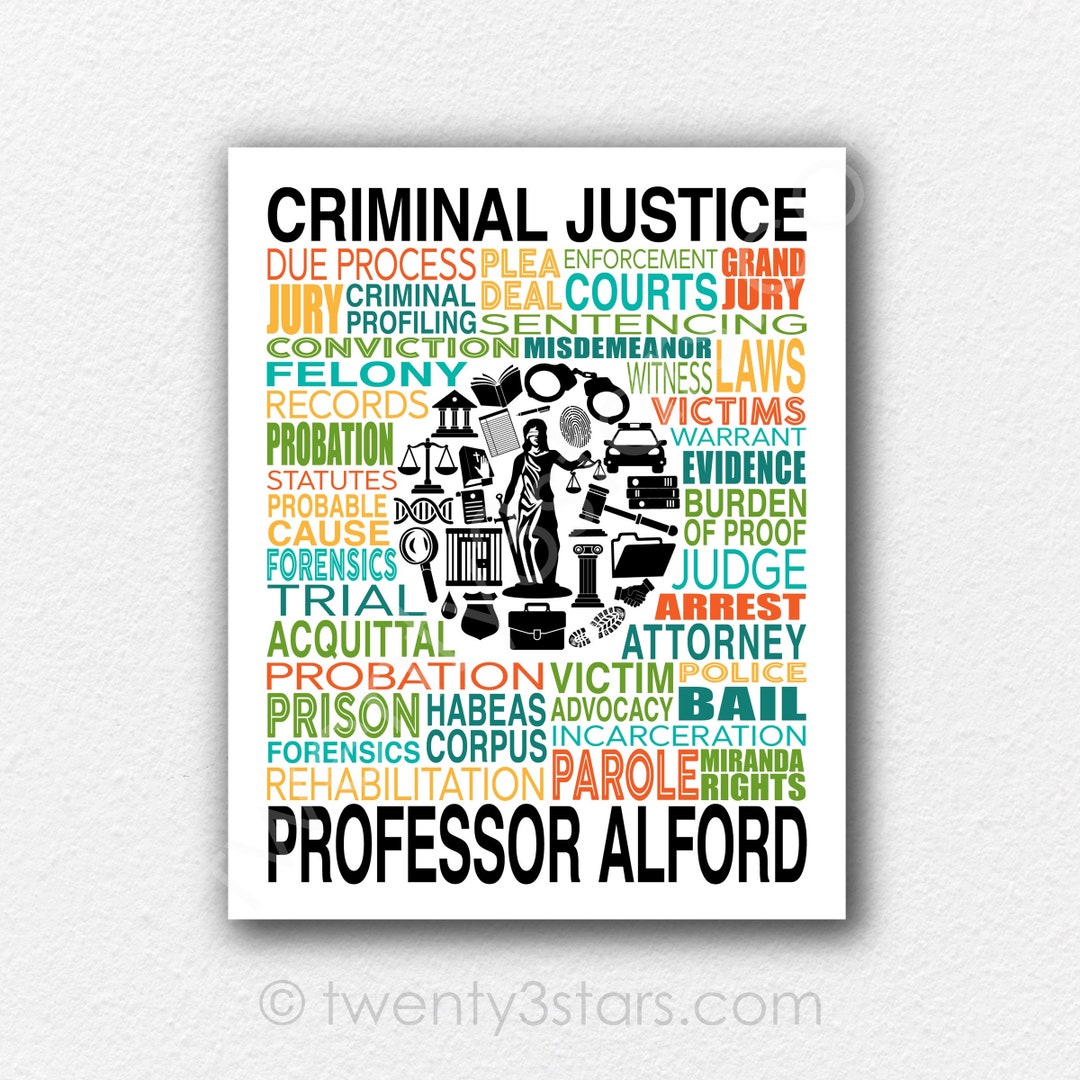 Criminal Justice Typography Poster, Law School Wall Art, Lawyer Word ...