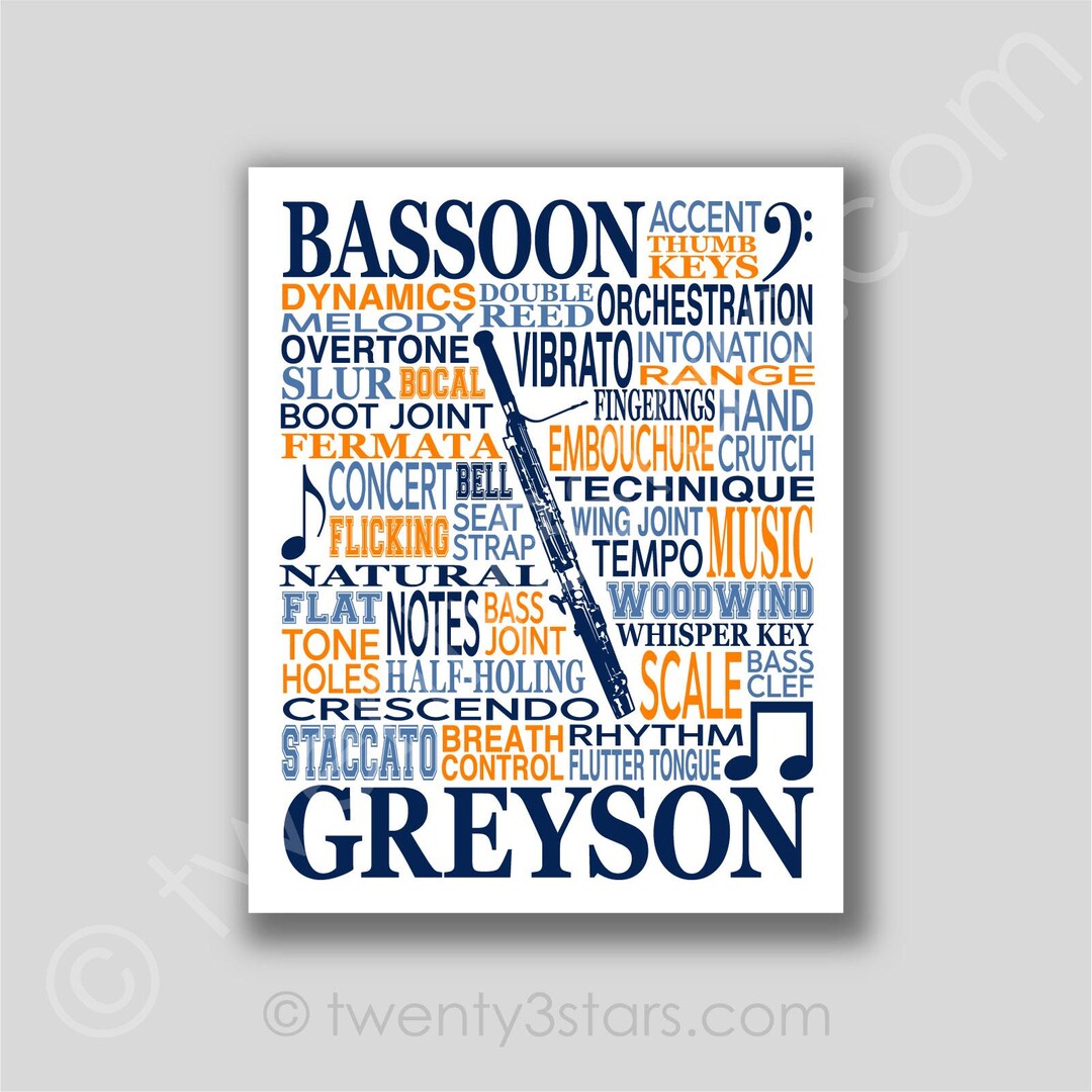 Personalized Bassoon Typography Poster: Custom Art Gift - Etsy