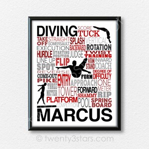 Personalized Diving Poster, Diving Typography Art, Gift for Diver ...