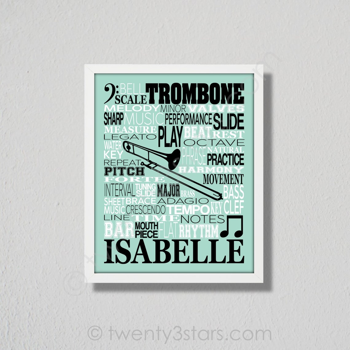 Custom Trombone Poster Trombone Typography Trombone Player - Etsy