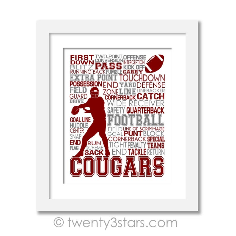 Football Typography Poster Football Art Football Team Print | Etsy