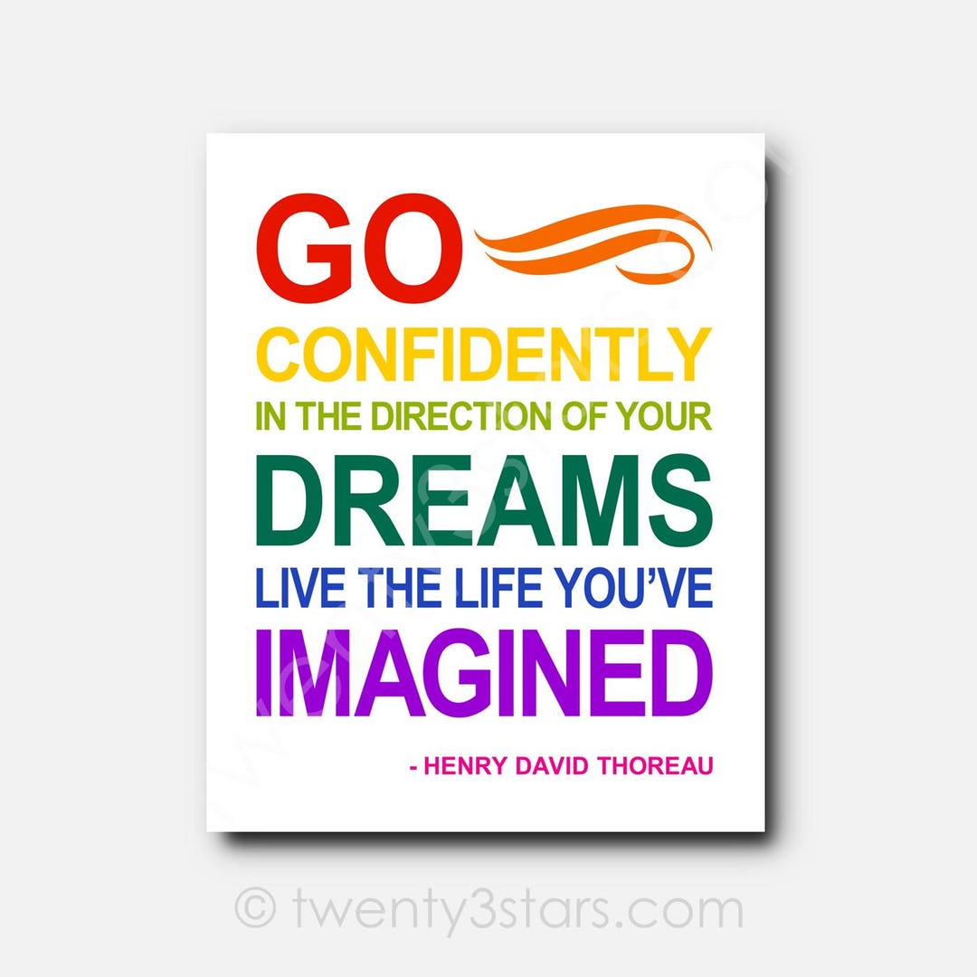 Henry David Thoreau Quote Art Print: Go Confidently Dream Wall Decor - Etsy