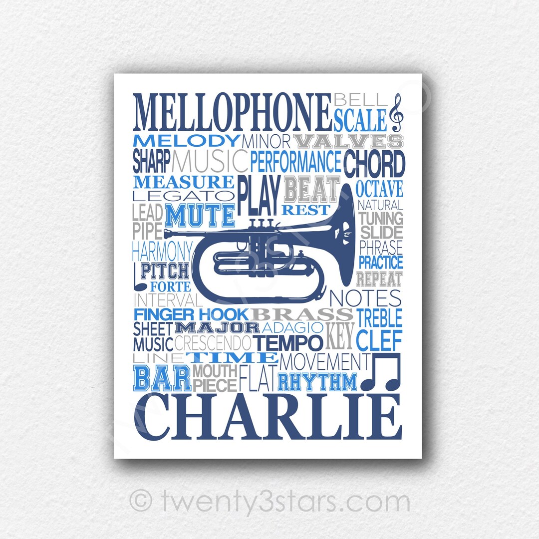 Mellophone Typography Poster, Mellophone Player Gift, Mellophone Gift ...