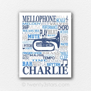 Mellophone Typography Poster, Mellophone Player Gift, Mellophone Gift ...