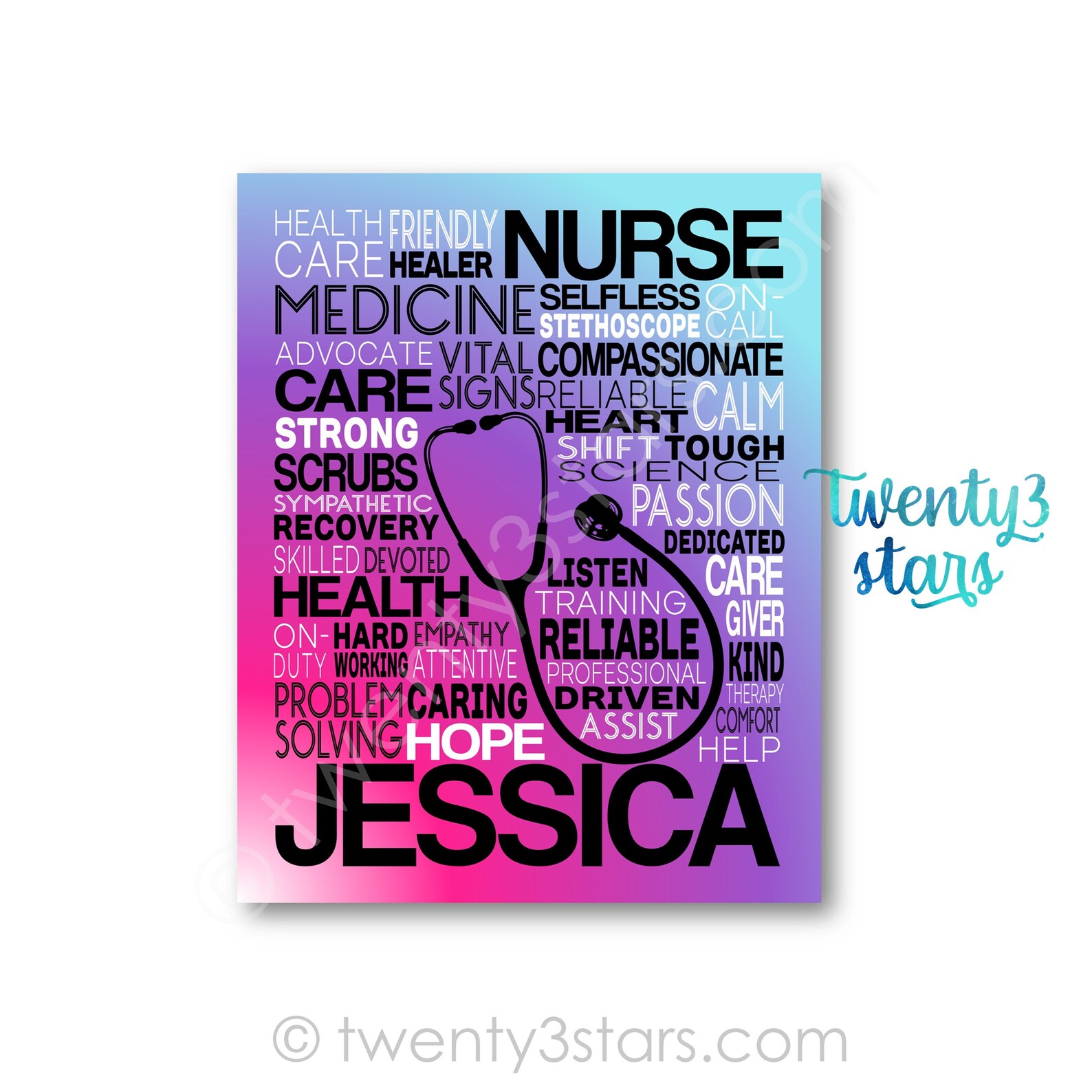 Nurse Typography Poster Nursing Student Wall Art Nurse Word | Etsy