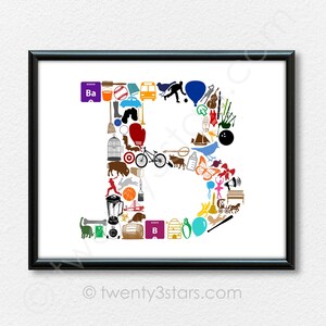 Letter B Poster, Letter B is for Art, B Nursery Wall Art Print, Baby ...