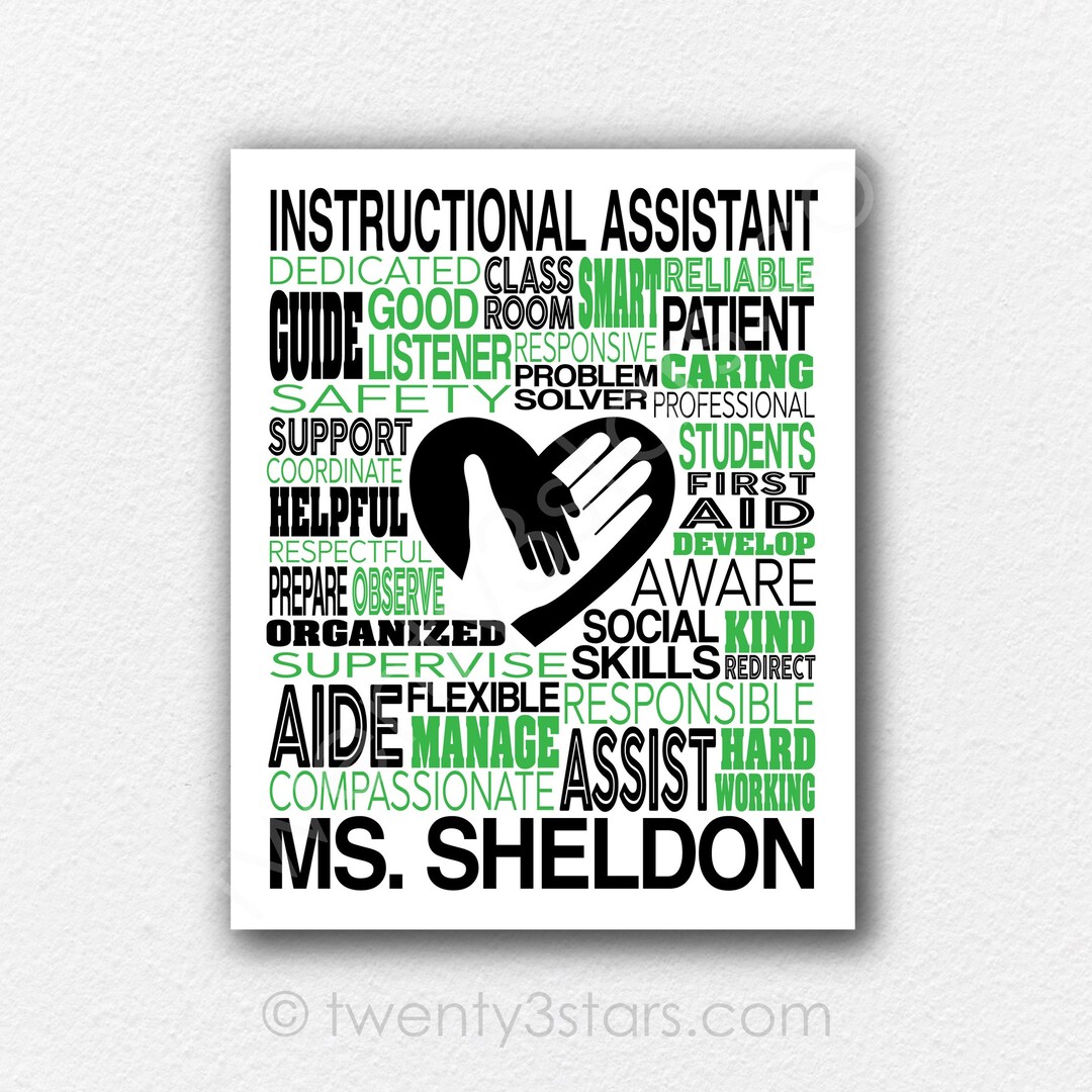 Instructional Assistant Print: Customizable Colors - Personalized Gift ...