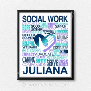 Custom Social Worker Word Art Poster: LCSW Gift, Choose Your Colors - Etsy