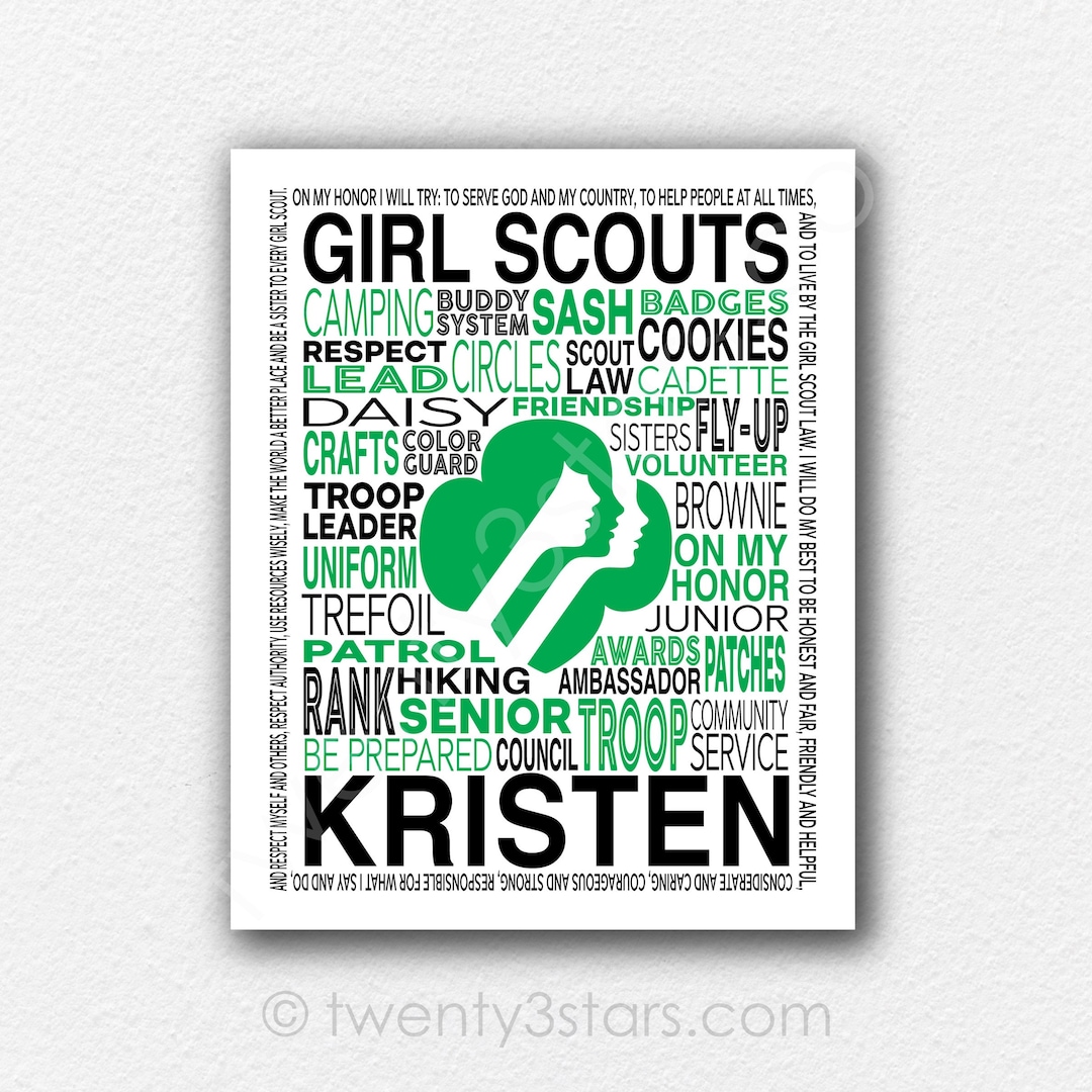 Girl Scouts Poster, Girls Scouts Art, Gift for Girl Scout, Troop Leader ...