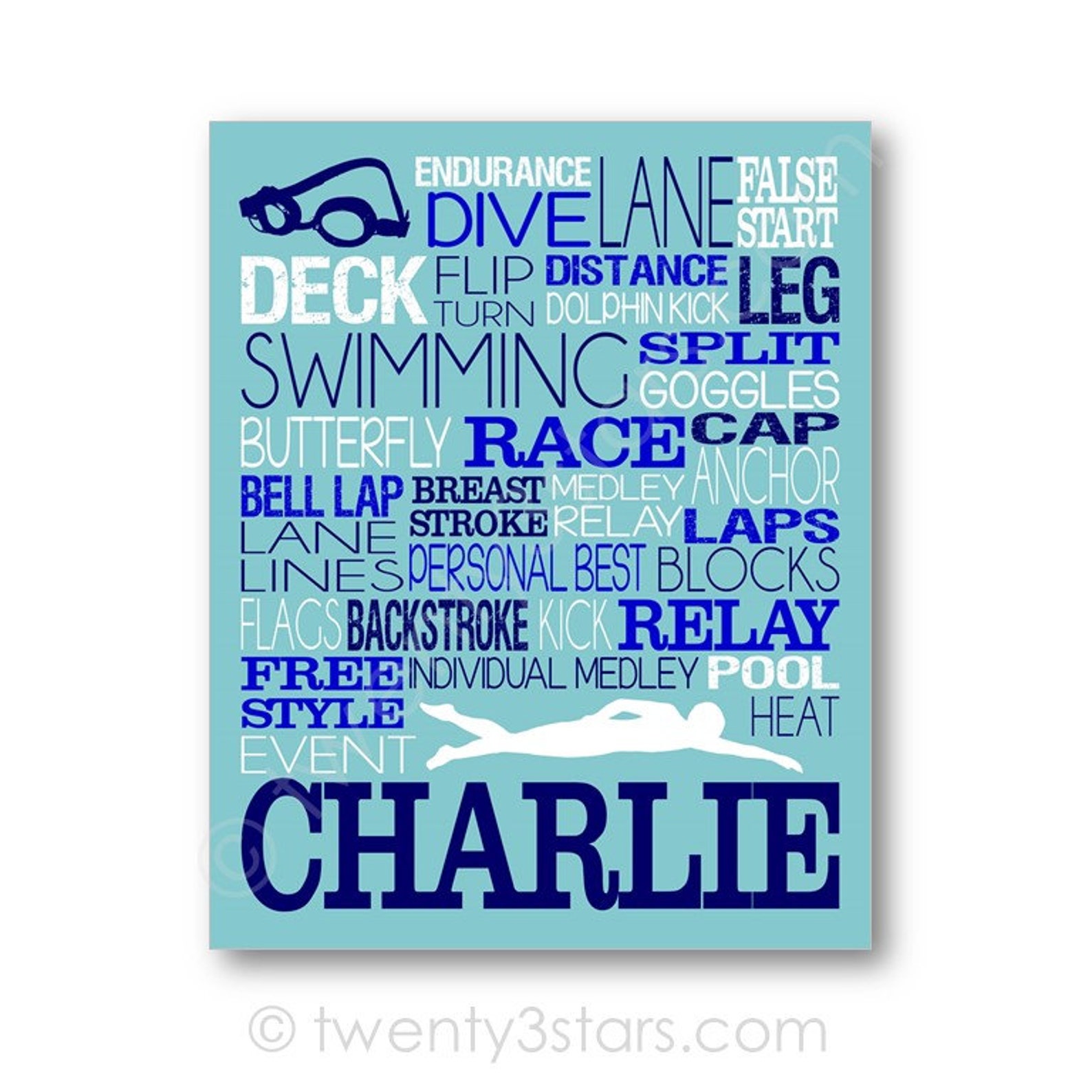 Swimming Word Art Swimmer Typography Swim Gift Gift for - Etsy