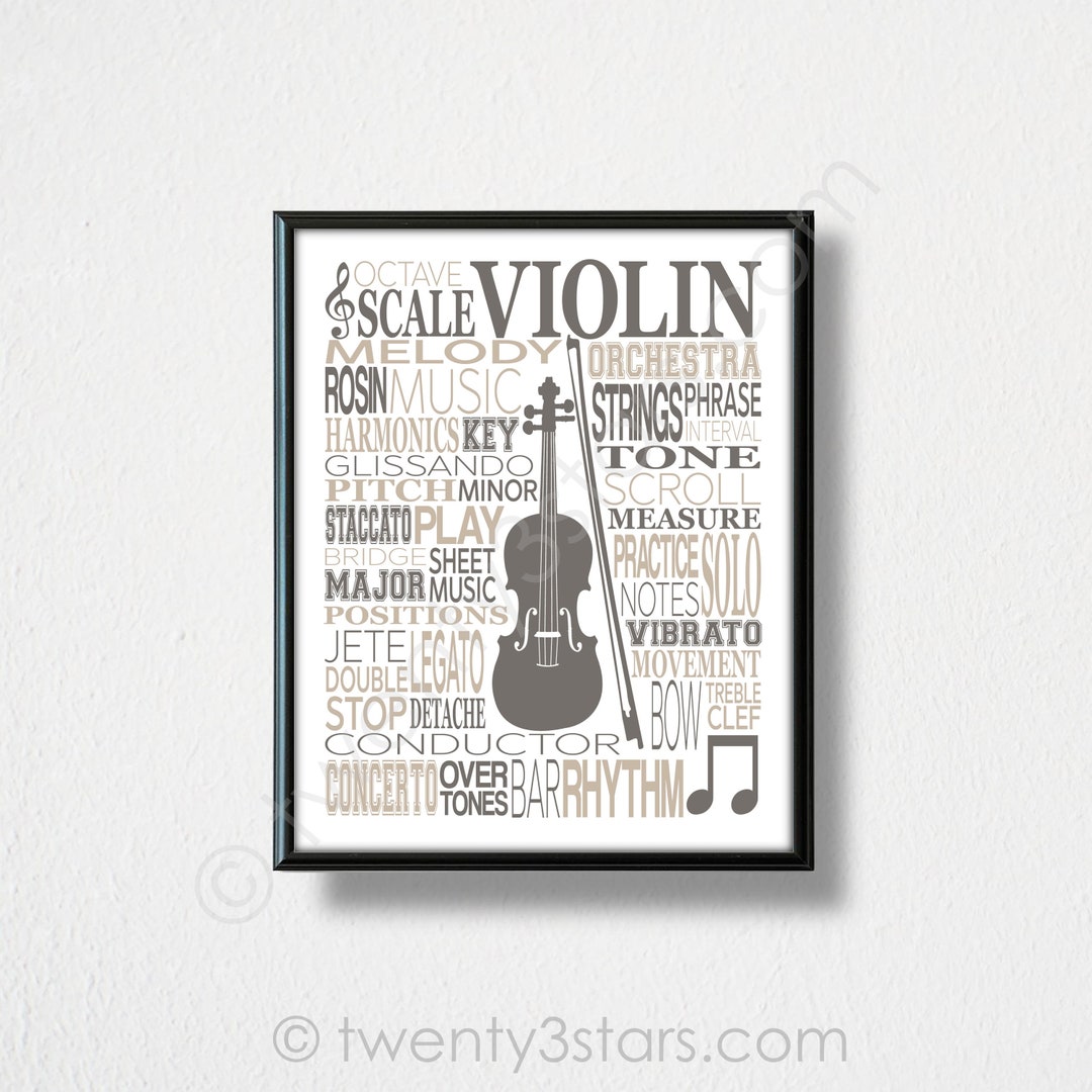 Violin Word Art Violinist Gift Orchestra Wall Art Violin - Etsy