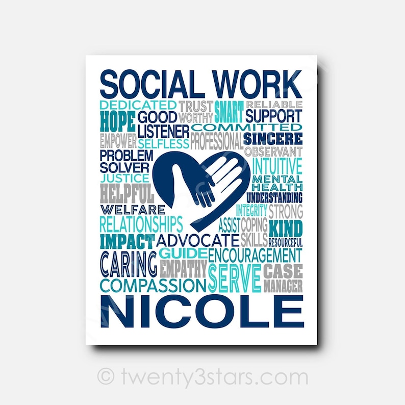 Custom Social Worker Word Art Poster: LCSW Gift, Choose Your Colors - Etsy
