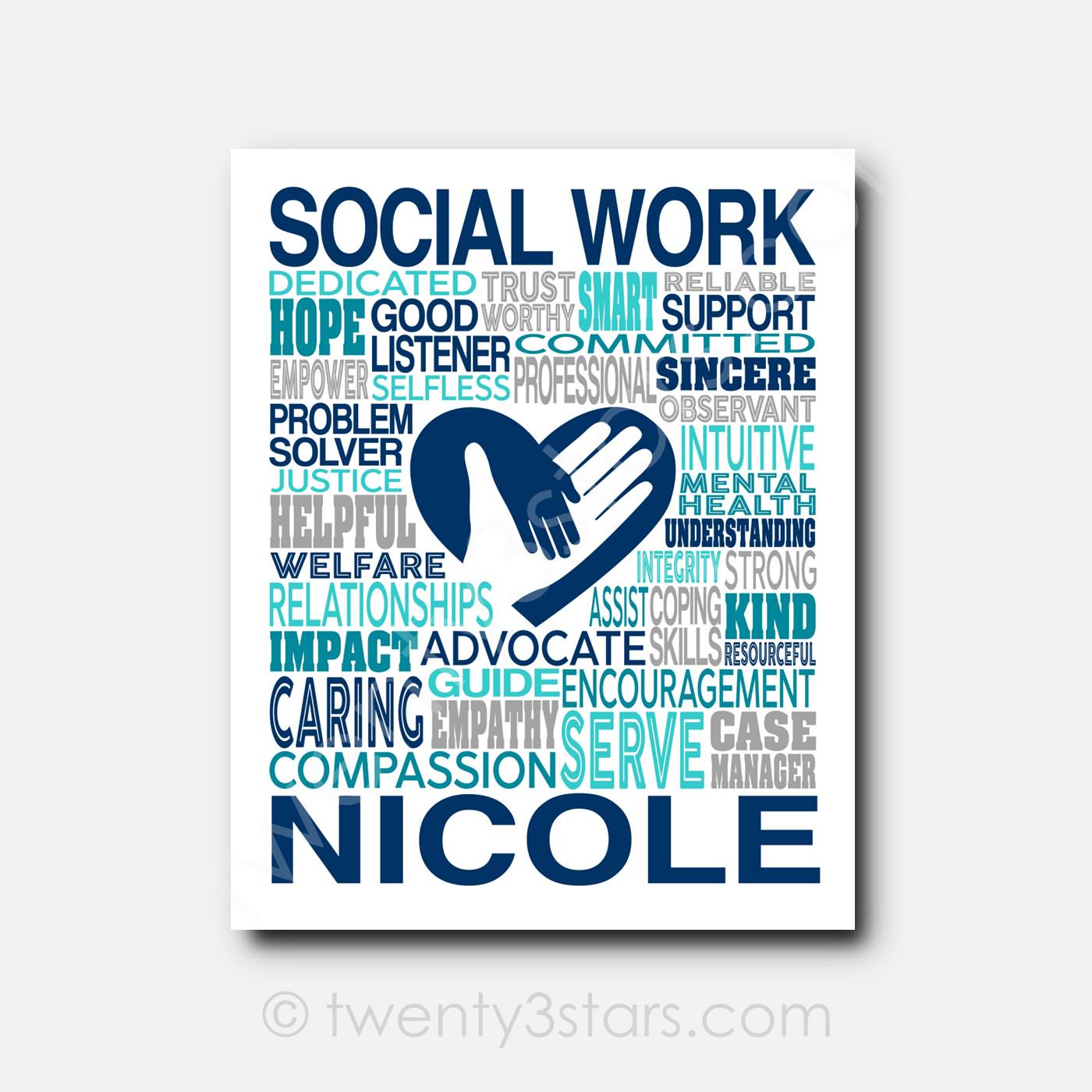Custom Social Worker Word Art Poster: LCSW Gift, Choose Your Colors - Etsy