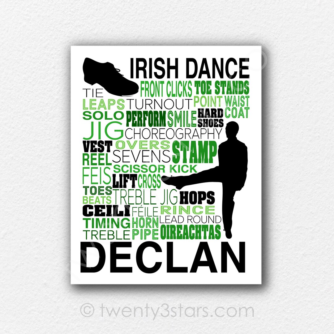 Boy's Irish Dance Poster, Boys Irish Dance Art, Custom Male Irish ...