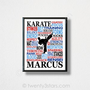 Custom Karate Typography Art Print: Martial Arts Gift - Etsy