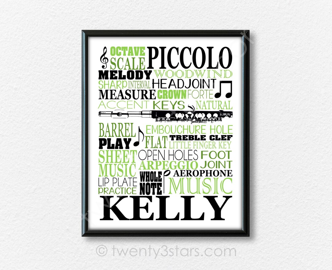 Piccolo Typography Poster Piccolo Player Gift Piccolo Art - Etsy