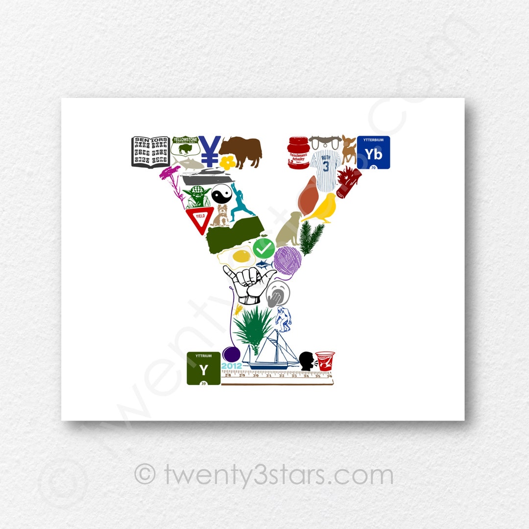 Custom Letter Y Poster, Gift for Baby Shower, Monogram Nursery Art ...