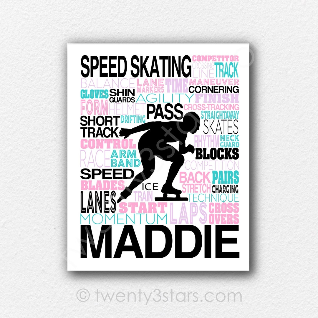 Speed Skating Poster, Short Track Skater Art, Gift for Speed Skater ...