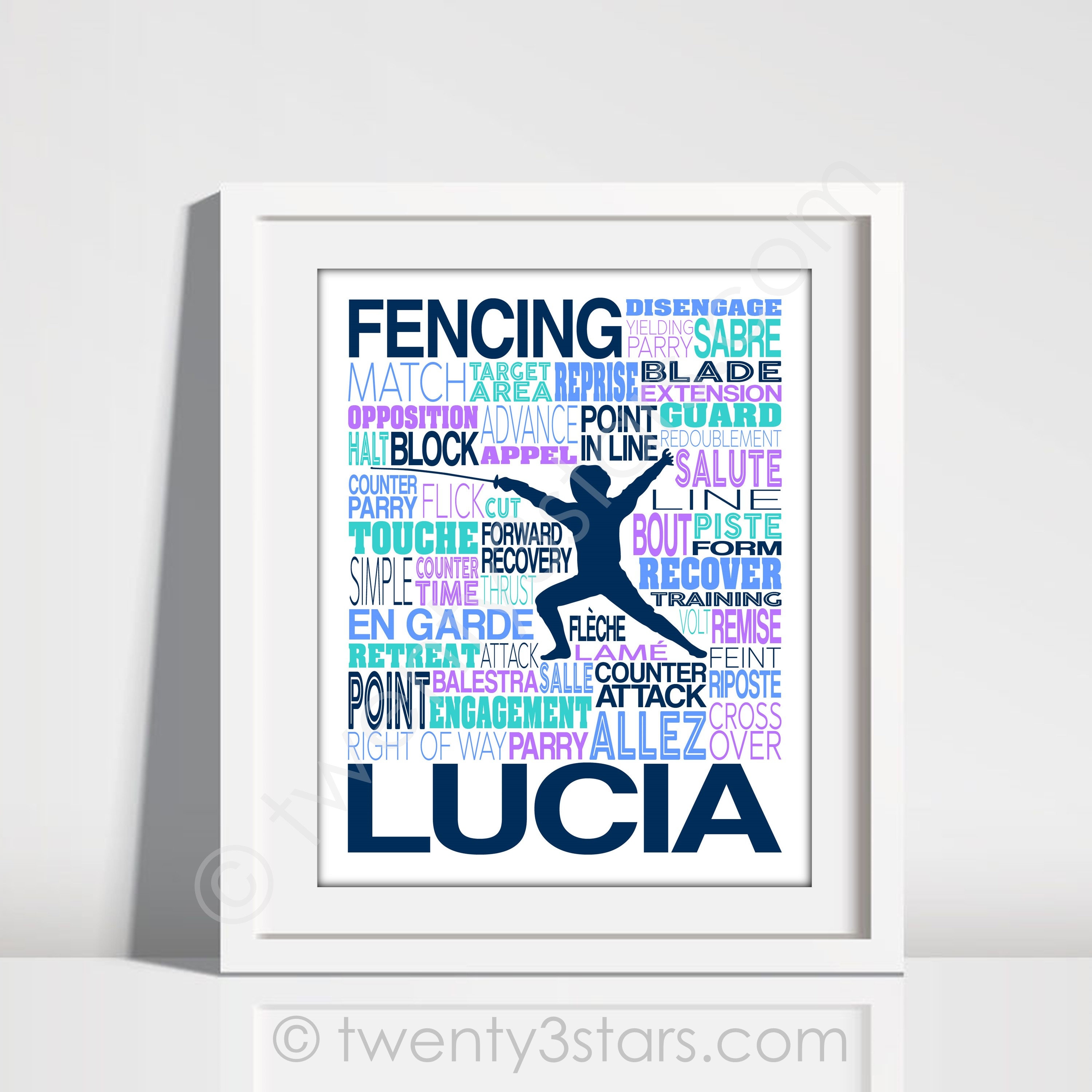 Custom Fencing Poster Fencing Art Fencer Gift Gift for | Etsy