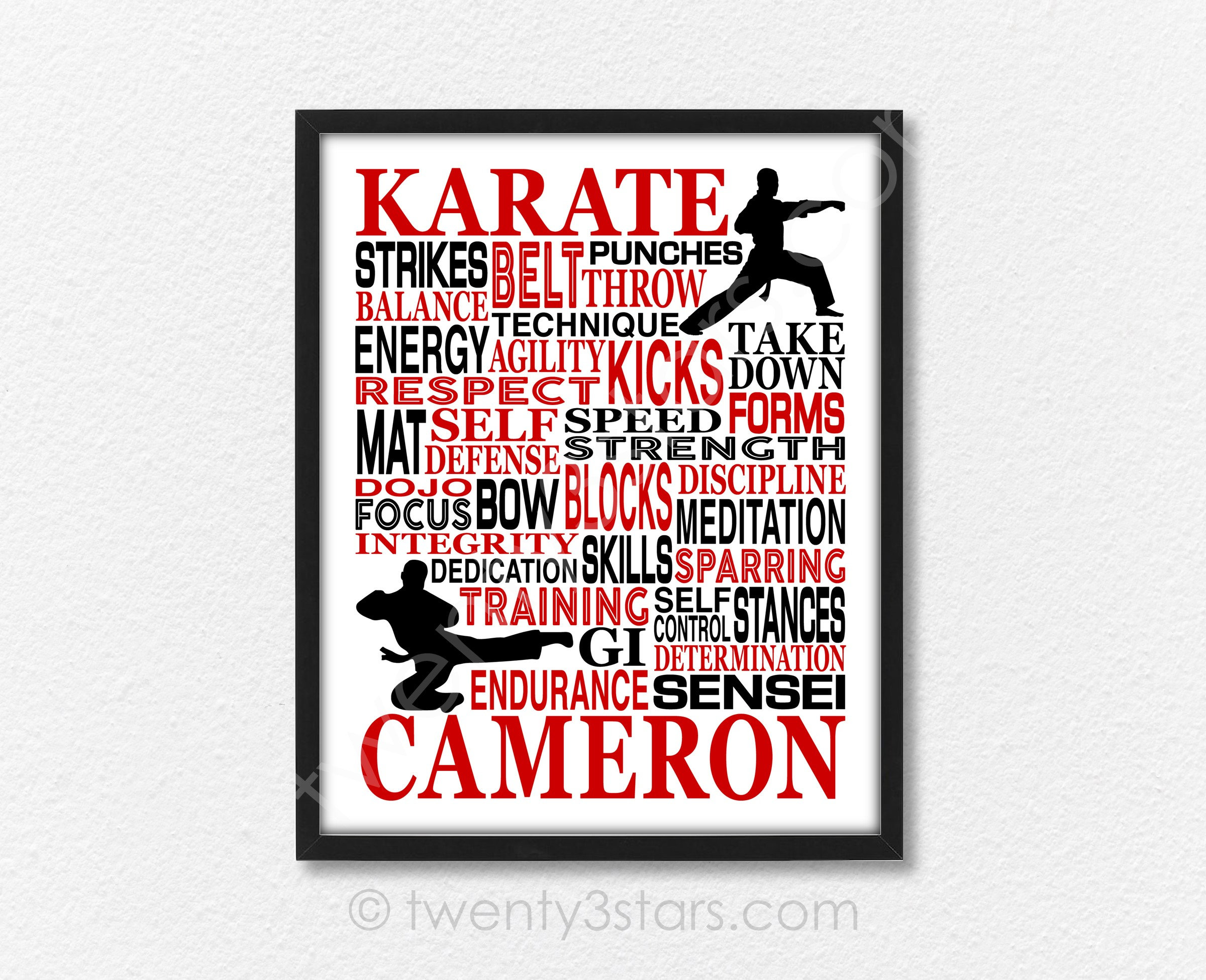 Custom Karate Typography Art Print: Martial Arts Gift - Etsy