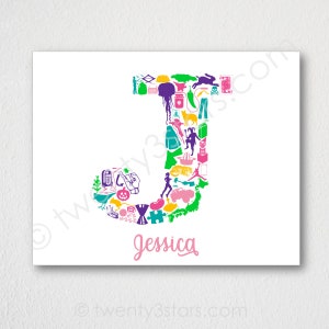 Letter J Poster, Letter J is for Art, J Nursery Wall Art Print, Baby ...
