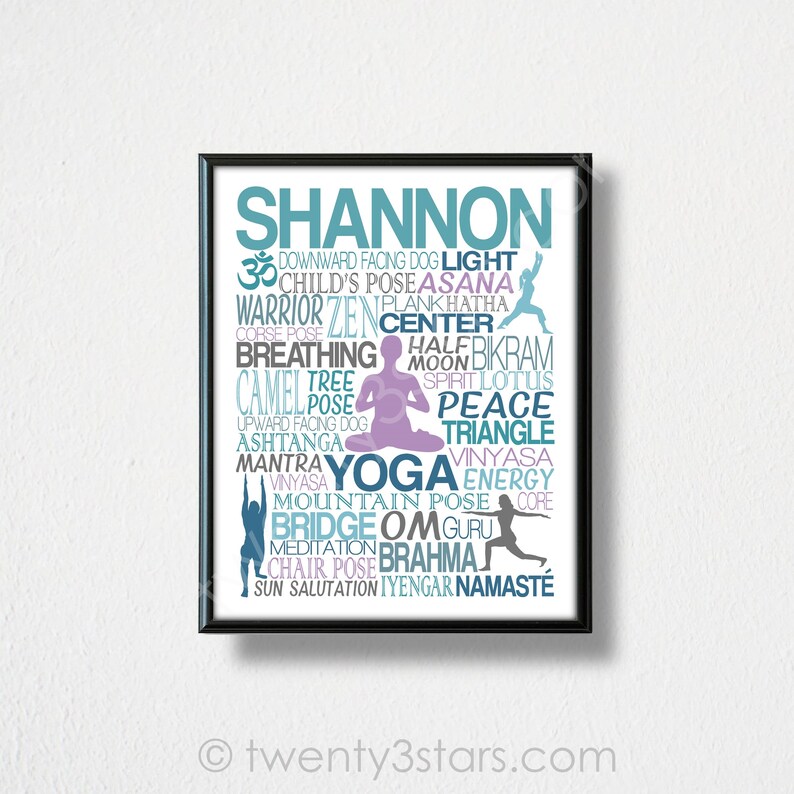 Yoga Typography Poster Print Yoga Studio Name Art Namaste - Etsy