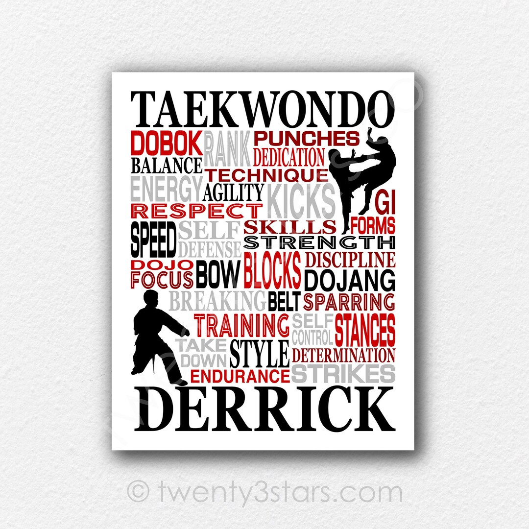 Personalized Taekwondo Poster, Gift for Martial Artist, Tae Kwon Do ...