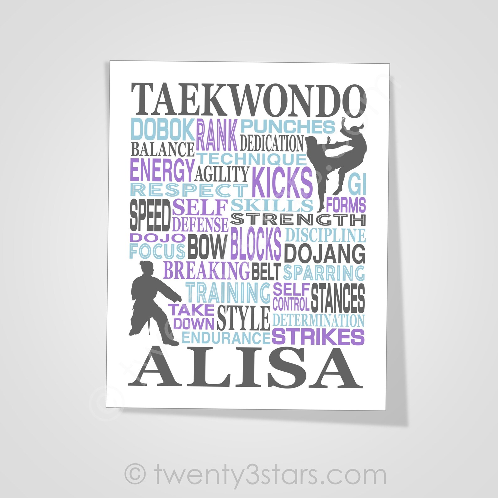 Taekwondo Typography Poster Gift for Martial Artist Tae Kwon - Etsy