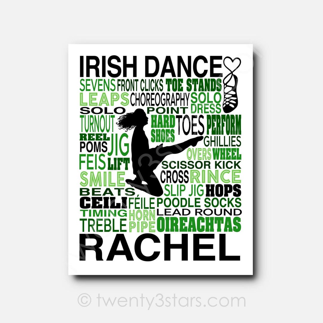 Irish Dance Poster: Custom Colors and Name (personalized Wall Art) - Etsy